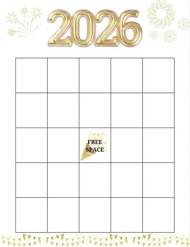 Free Printable Bingo Card: 2026 Vision Board Goals Template